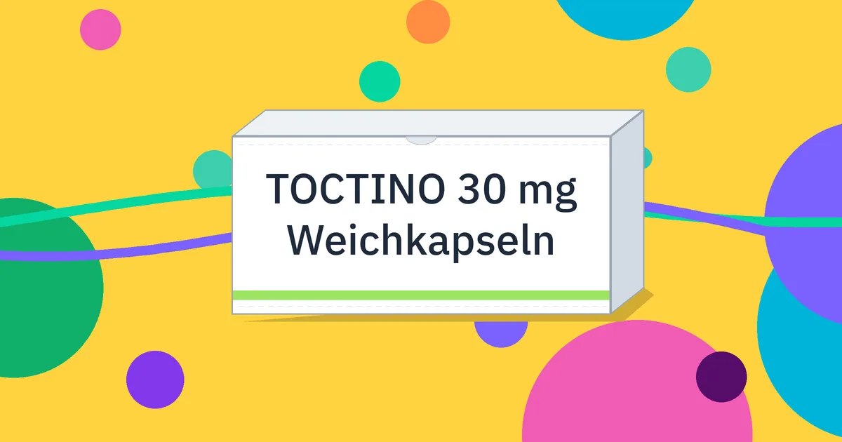 Symbolbild: Packung mit der Aufschrift TOCTINO 30 mg Weichkapseln (PZN 17889354) – Verfügbarkeit und Bezug in Apotheken in Frankfurt am Main