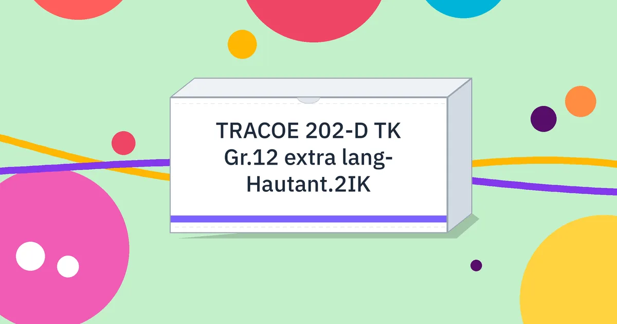 Symbolbild: Packung mit der Aufschrift TRACOE 202-D TK Gr.12 extra lang-Hautant.2IK (PZN 00915828) – Verfügbarkeit und Bezug in Apotheken in Frankfurt am Main