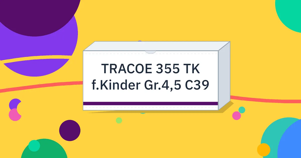 Symbolbild: Packung mit der Aufschrift TRACOE 355 TK f.Kinder Gr.4,5 C39 (PZN 11644249) – Verfügbarkeit und Bezug in Apotheken in Frankfurt am Main