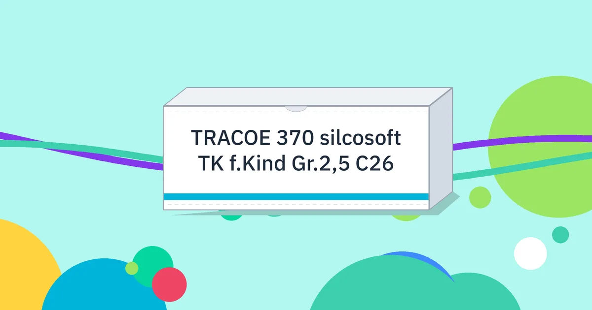Symbolbild: Packung mit der Aufschrift TRACOE 370 silcosoft TK f.Kind Gr.2,5 C26 (PZN 14313955) – Verfügbarkeit und Bezug in Apotheken in Frankfurt am Main