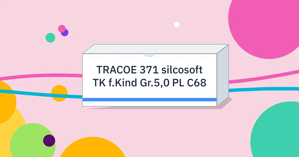 Symbolbild: Packung mit der Aufschrift TRACOE 371 silcosoft TK f.Kind Gr.5,0 PL C68 (PZN 14315670) – Verfügbarkeit und Bezug in Apotheken in Frankfurt am Main