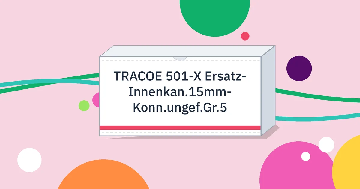 Symbolbild: Packung mit der Aufschrift TRACOE 501-X Ersatz-Innenkan.15mm-Konn.ungef.Gr.5 (PZN 05880951) – Verfügbarkeit und Bezug in Apotheken in Frankfurt am Main