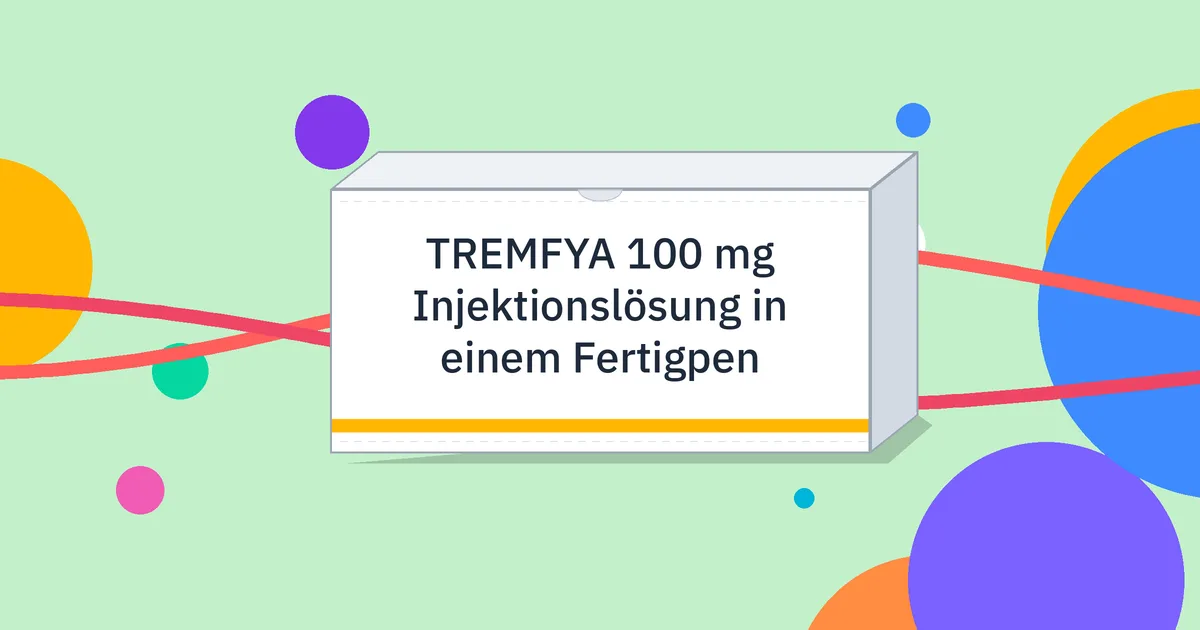 Symbolbild: Packung mit der Aufschrift TREMFYA 100 mg Injektionslösung in einem Fertigpen (PZN 14261684) – Verfügbarkeit und Bezug in Apotheken in Frankfurt am Main