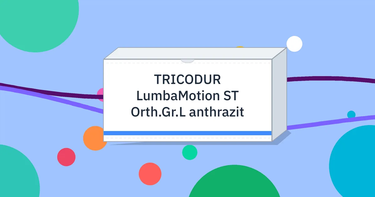Symbolbild: Packung mit der Aufschrift TRICODUR LumbaMotion ST Orth.Gr.L anthrazit (PZN 13417960) – Verfügbarkeit und Bezug in Apotheken in Frankfurt am Main