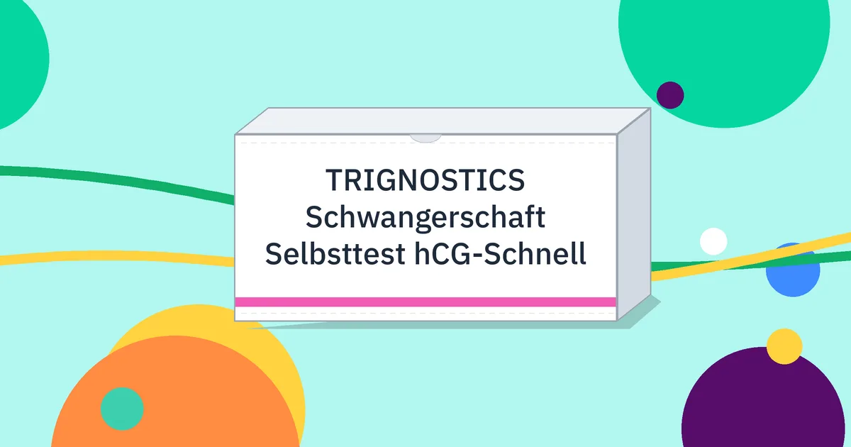 Symbolbild: Packung mit der Aufschrift TRIGNOSTICS Schwangerschaft Selbsttest hCG-Schnell (PZN 19182943) – Verfügbarkeit und Bezug in Apotheken in Frankfurt am Main