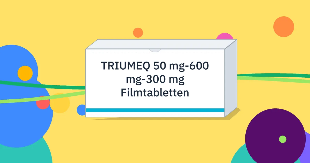 Symbolbild: Packung mit der Aufschrift TRIUMEQ 50 mg-600 mg-300 mg Filmtabletten (PZN 11071658) – Verfügbarkeit und Bezug in Apotheken in Frankfurt am Main