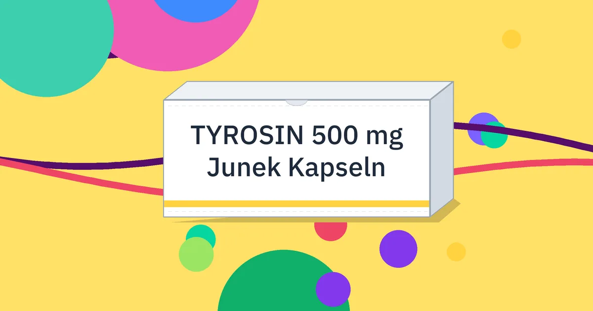 Symbolbild: Packung mit der Aufschrift TYROSIN 500 mg Junek Kapseln (PZN 00135757) – Verfügbarkeit und Bezug in Apotheken in Frankfurt am Main
