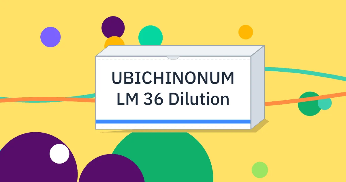 Symbolbild: Packung mit der Aufschrift UBICHINONUM LM 36 Dilution (PZN 13255049) – Verfügbarkeit und Bezug in Apotheken in Frankfurt am Main