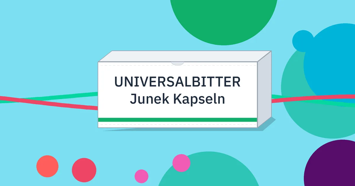 Symbolbild: Packung mit der Aufschrift UNIVERSALBITTER Junek Kapseln (PZN 10052216) – Verfügbarkeit und Bezug in Apotheken in Frankfurt am Main