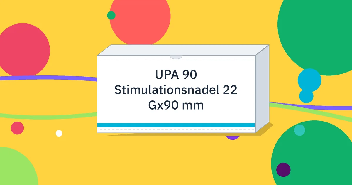 Symbolbild: Packung mit der Aufschrift UPA 90 Stimulationsnadel 22 Gx90 mm (PZN 19439862) – Verfügbarkeit und Bezug in Apotheken in Frankfurt am Main