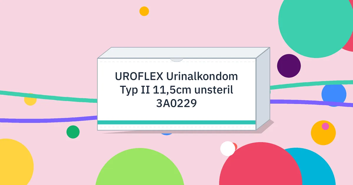 Symbolbild: Packung mit der Aufschrift UROFLEX Urinalkondom Typ II 11,5cm unsteril 3A0229 (PZN 17414711) – Verfügbarkeit und Bezug in Apotheken in Frankfurt am Main