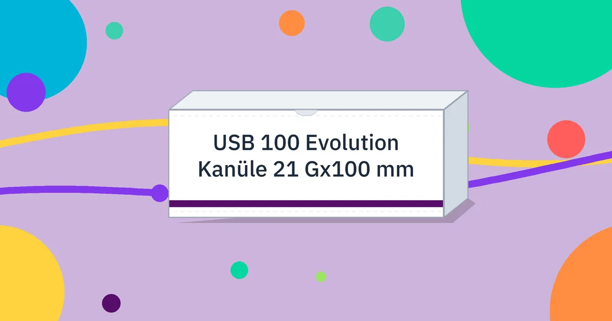 Symbolbild: Packung mit der Aufschrift USB 100 Evolution Kanüle 21 Gx100 mm (PZN 19415293) – Verfügbarkeit und Bezug in Apotheken in Frankfurt am Main