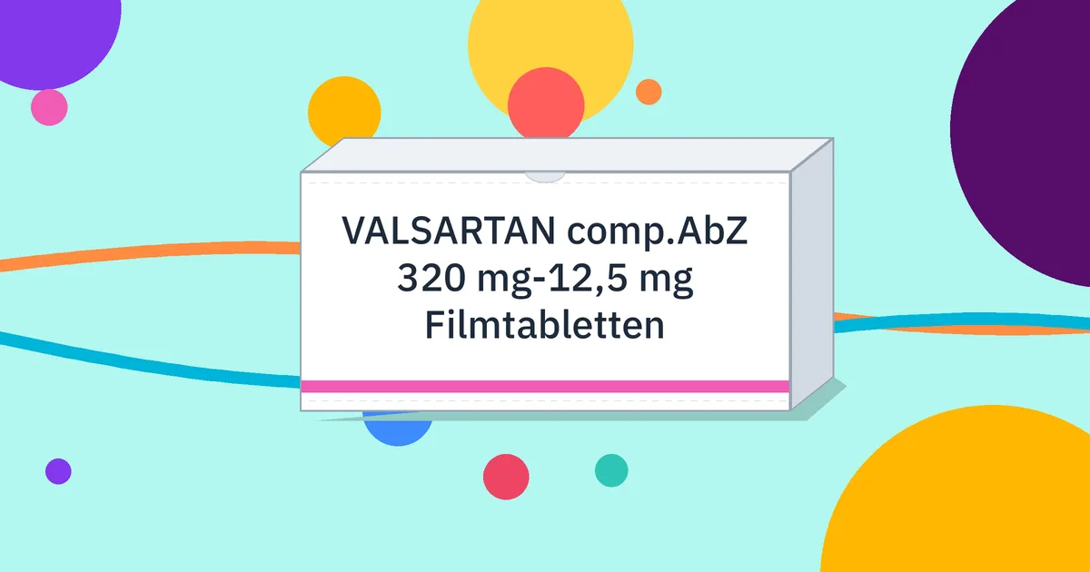 Symbolbild: Packung mit der Aufschrift VALSARTAN comp.AbZ 320 mg-12,5 mg Filmtabletten (PZN 07608791) – Verfügbarkeit und Bezug in Apotheken in Frankfurt am Main