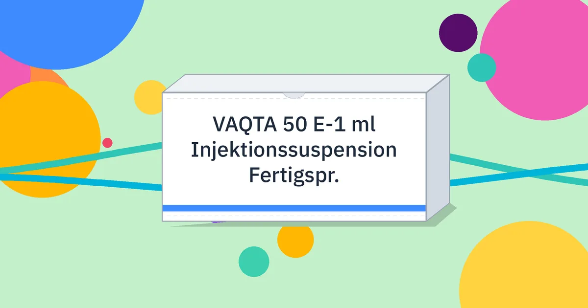 Symbolbild: Packung mit der Aufschrift VAQTA 50 E-1 ml Injektionssuspension Fertigspr. (PZN 15295254) – Verfügbarkeit und Bezug in Apotheken in Frankfurt am Main