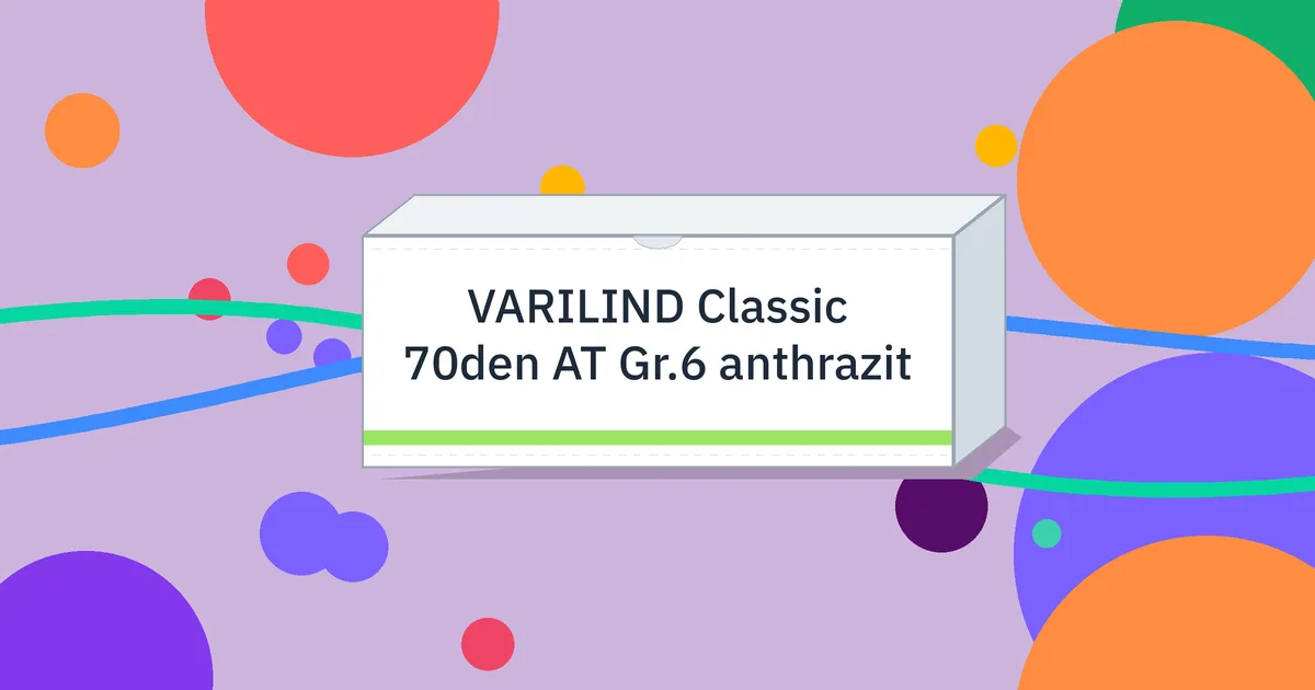 Symbolbild: Packung mit der Aufschrift VARILIND Classic 70den AT Gr.6 anthrazit (PZN 09521901) – Verfügbarkeit und Bezug in Apotheken in Frankfurt am Main