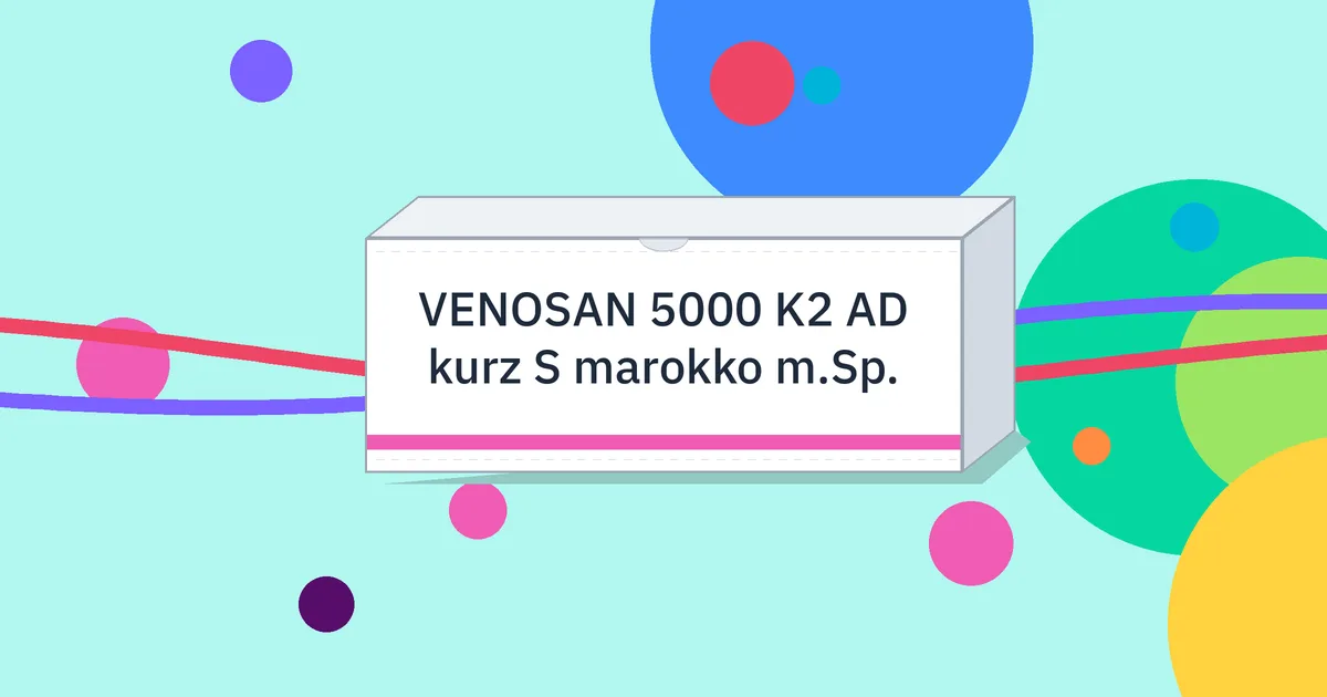 Symbolbild: Packung mit der Aufschrift VENOSAN 5000 K2 AD kurz S marokko m.Sp. (PZN 14431666) – Verfügbarkeit und Bezug in Apotheken in Frankfurt am Main