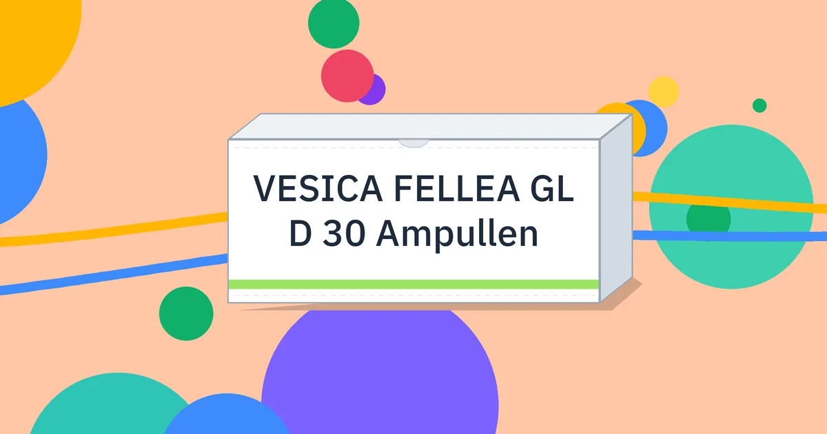 Symbolbild: Packung mit der Aufschrift VESICA FELLEA GL D 30 Ampullen (PZN 03353785) – Verfügbarkeit und Bezug in Apotheken in Frankfurt am Main