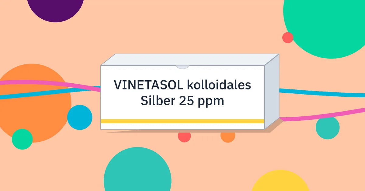 Symbolbild: Packung mit der Aufschrift VINETASOL kolloidales Silber 25 ppm (PZN 18369964) – Verfügbarkeit und Bezug in Apotheken in Frankfurt am Main