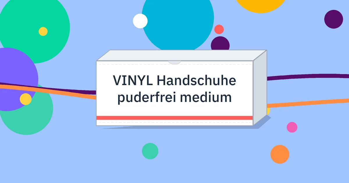 Symbolbild: Packung mit der Aufschrift VINYL Handschuhe puderfrei medium (PZN 01413129) – Verfügbarkeit und Bezug in Apotheken in Frankfurt am Main