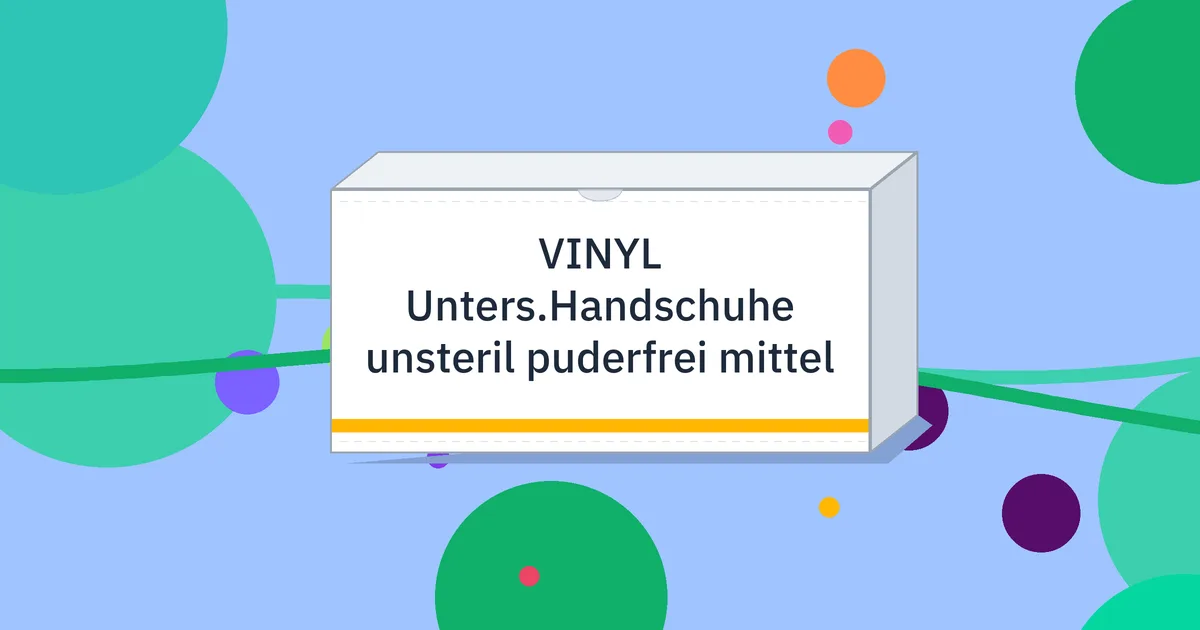 Symbolbild: Packung mit der Aufschrift VINYL Unters.Handschuhe unsteril puderfrei mittel (PZN 16943040) – Verfügbarkeit und Bezug in Apotheken in Frankfurt am Main