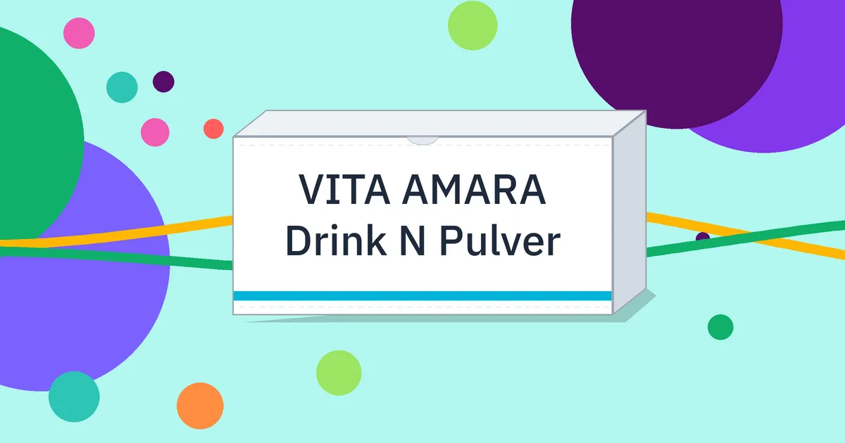 Symbolbild: Packung mit der Aufschrift VITA AMARA Drink N Pulver (PZN 20001071) – Verfügbarkeit und Bezug in Apotheken in Frankfurt am Main