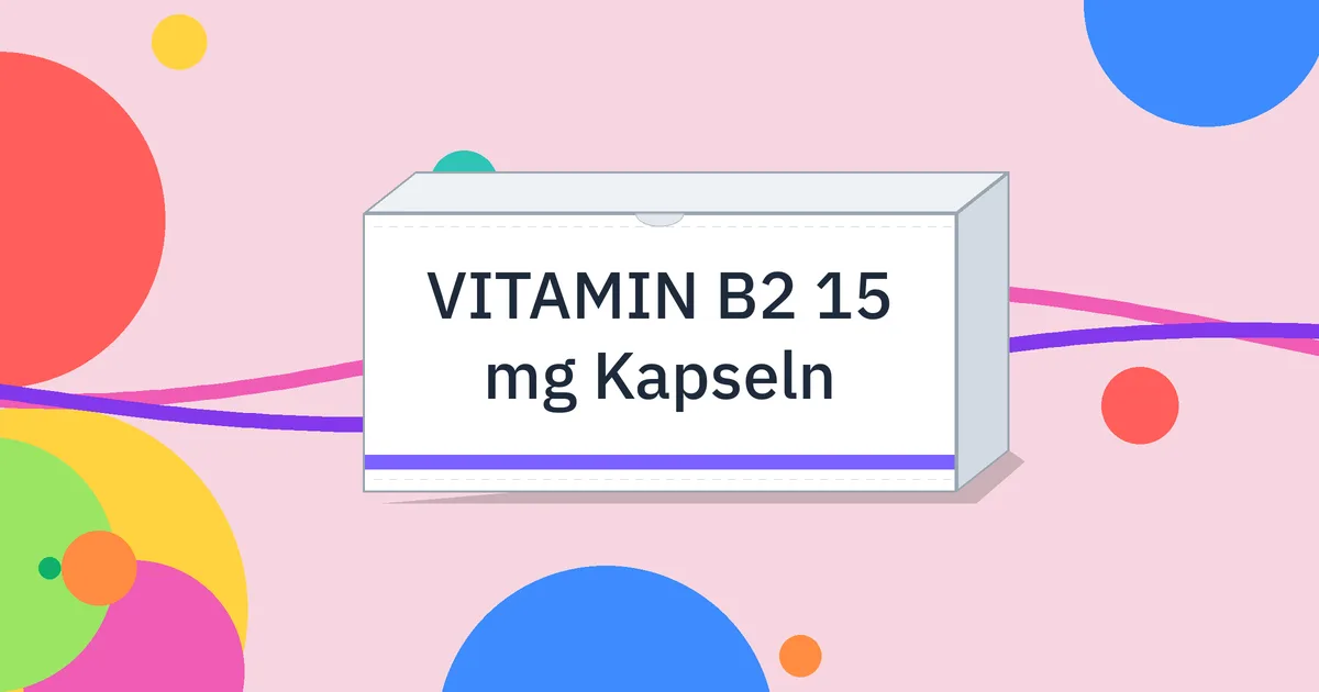Symbolbild: Packung mit der Aufschrift VITAMIN B2 15 mg Kapseln (PZN 11578624) – Verfügbarkeit und Bezug in Apotheken in Frankfurt am Main
