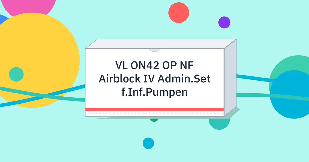 Symbolbild: Packung mit der Aufschrift VL ON42 OP NF Airblock IV Admin.Set f.Inf.Pumpen (PZN 20167328) – Verfügbarkeit und Bezug in Apotheken in Frankfurt am Main