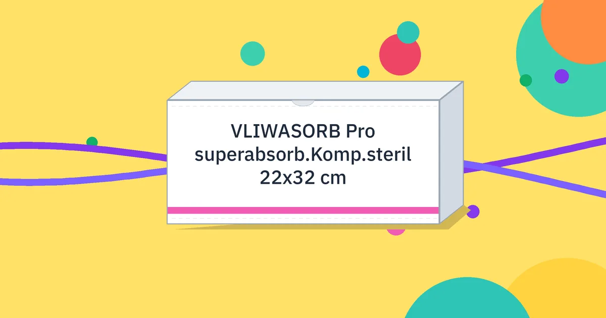 Symbolbild: Packung mit der Aufschrift VLIWASORB Pro superabsorb.Komp.steril 22x32 cm (PZN 19160350) – Verfügbarkeit und Bezug in Apotheken in Frankfurt am Main