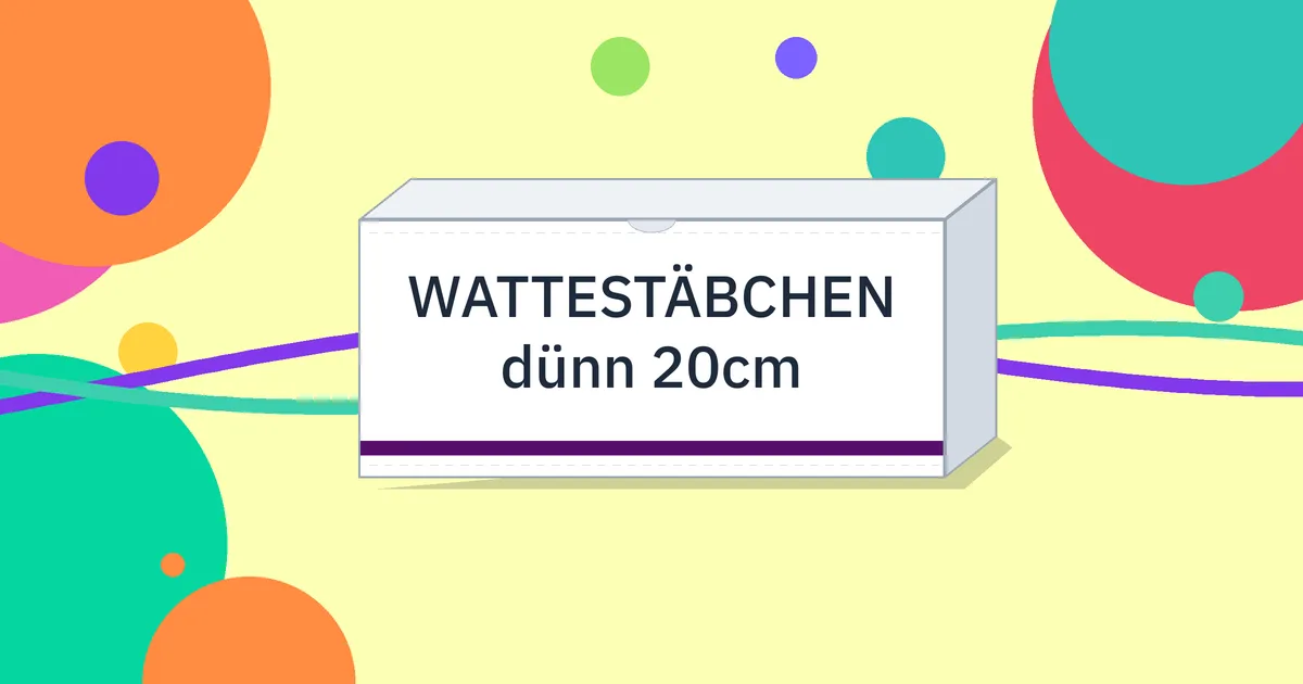 Symbolbild: Packung mit der Aufschrift WATTESTÄBCHEN dünn 20cm (PZN 18604939) – Verfügbarkeit und Bezug in Apotheken in Frankfurt am Main