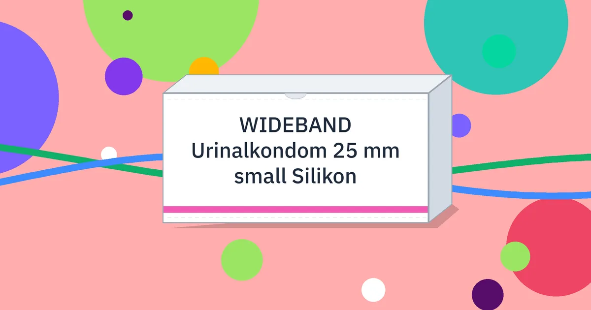 Symbolbild: Packung mit der Aufschrift WIDEBAND Urinalkondom 25 mm small Silikon (PZN 11136501) – Verfügbarkeit und Bezug in Apotheken in Frankfurt am Main