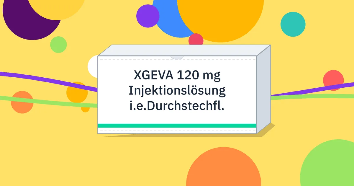 Symbolbild: Packung mit der Aufschrift XGEVA 120 mg Injektionslösung i.e.Durchstechfl. (PZN 09199606) – Verfügbarkeit und Bezug in Apotheken in Frankfurt am Main
