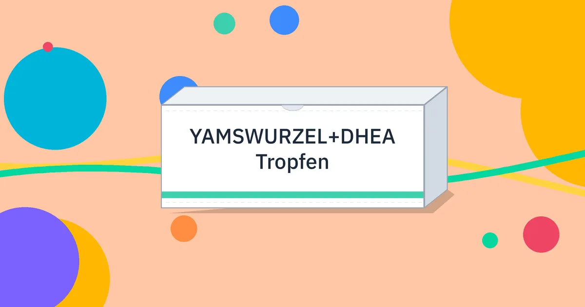 Symbolbild: Packung mit der Aufschrift YAMSWURZEL+DHEA Tropfen (PZN 19419150) – Verfügbarkeit und Bezug in Apotheken in Frankfurt am Main