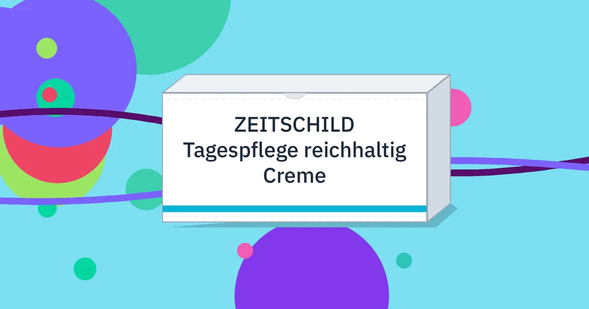 Symbolbild: Packung mit der Aufschrift ZEITSCHILD Tagespflege reichhaltig Creme (PZN 20864375) – Verfügbarkeit und Bezug in Apotheken in Frankfurt am Main