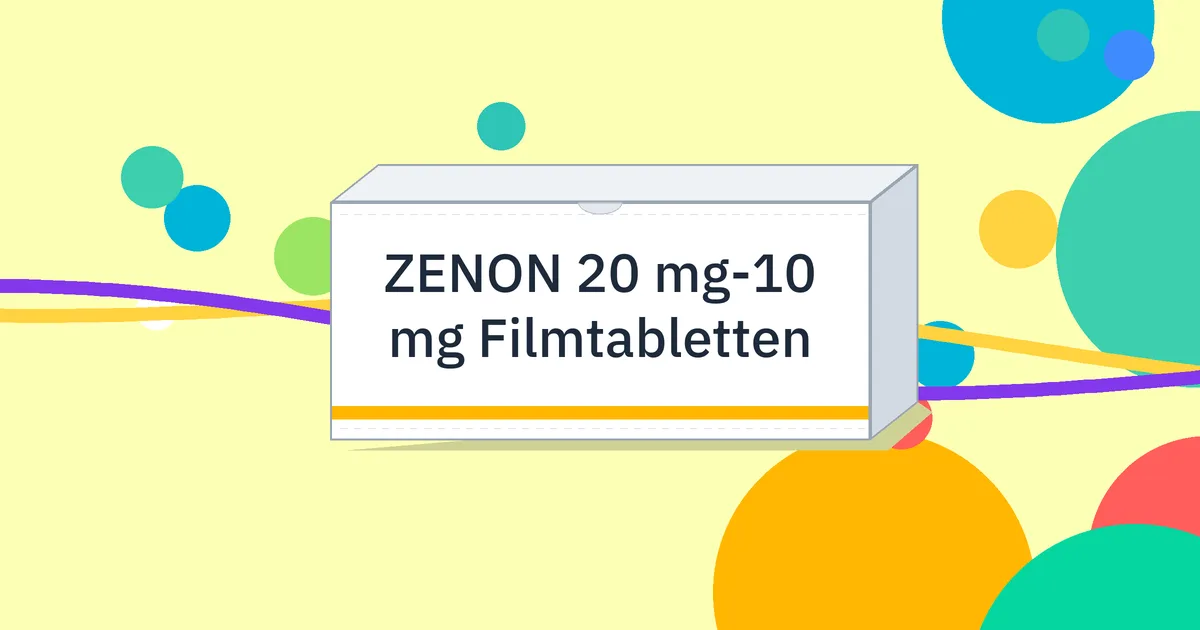 Symbolbild: Packung mit der Aufschrift ZENON 20 mg-10 mg Filmtabletten (PZN 20121473) – Verfügbarkeit und Bezug in Apotheken in Frankfurt am Main
