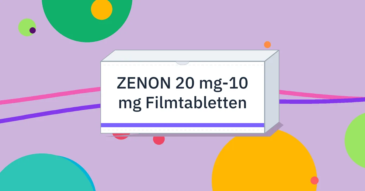 Symbolbild: Packung mit der Aufschrift ZENON 20 mg-10 mg Filmtabletten (PZN 20157235) – Verfügbarkeit und Bezug in Apotheken in Frankfurt am Main