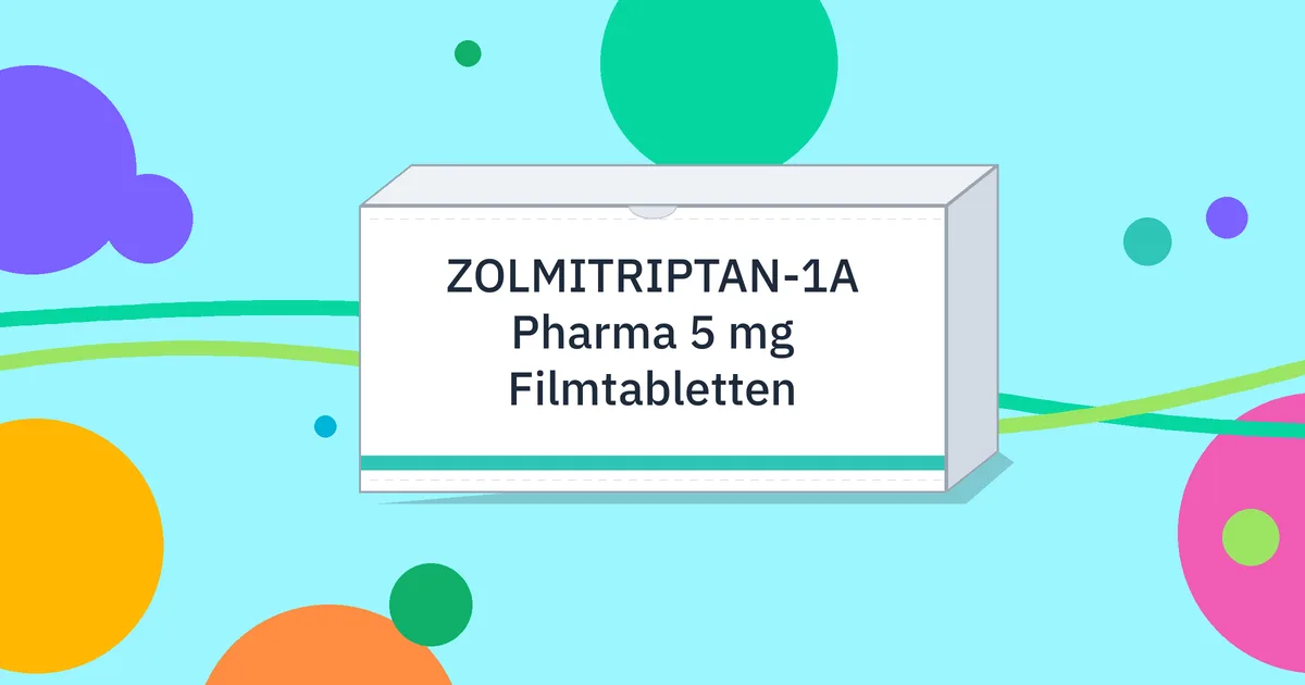 Symbolbild: Packung mit der Aufschrift ZOLMITRIPTAN-1A Pharma 5 mg Filmtabletten (PZN 09427390) – Verfügbarkeit und Bezug in Apotheken in Frankfurt am Main