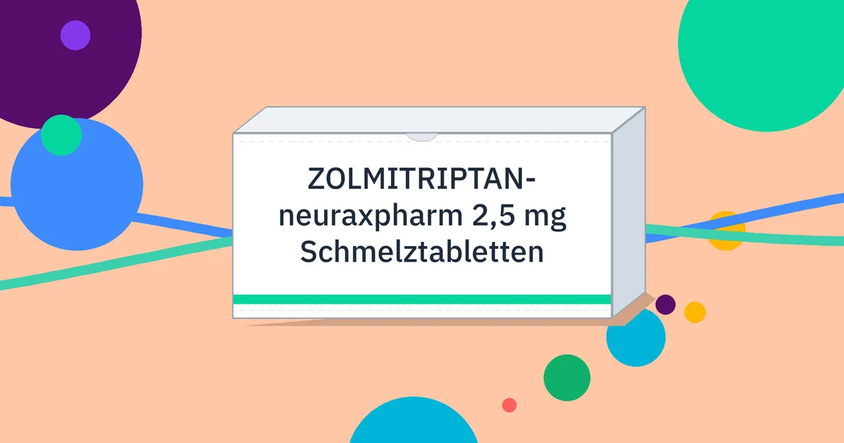 Symbolbild: Packung mit der Aufschrift ZOLMITRIPTAN-neuraxpharm 2,5 mg Schmelztabletten (PZN 09536765) – Verfügbarkeit und Bezug in Apotheken in Frankfurt am Main