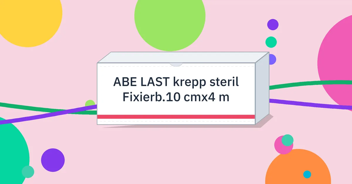 Symbolbild: Packung mit der Aufschrift ABE LAST krepp steril Fixierb.10 cmx4 m (PZN 13655688) – Verfügbarkeit und Bezug in Apotheken in Frankfurt am Main