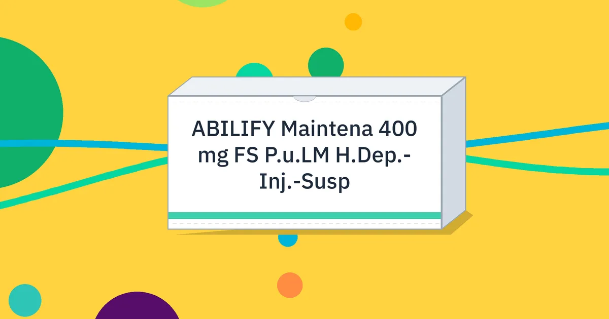 Symbolbild: Packung mit der Aufschrift ABILIFY Maintena 400 mg FS P.u.LM H.Dep.-Inj.-Susp (PZN 17518787) – Verfügbarkeit und Bezug in Apotheken in Frankfurt am Main