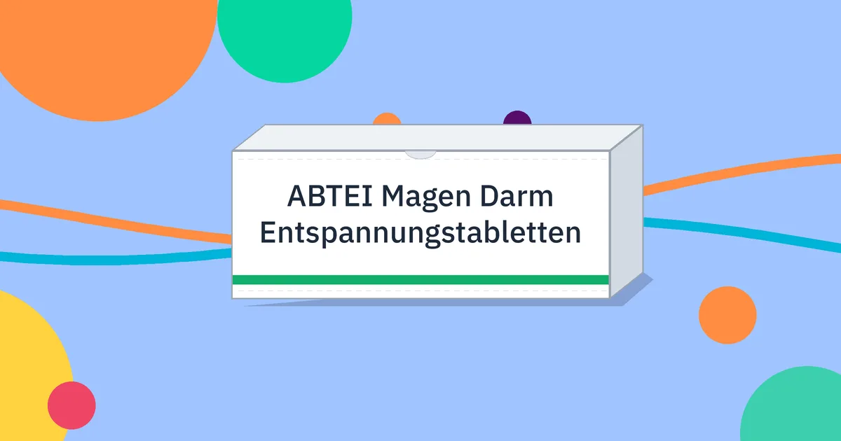 Symbolbild: Packung mit der Aufschrift ABTEI Magen Darm Entspannungstabletten (PZN 01014240) – Verfügbarkeit und Bezug in Apotheken in Frankfurt am Main