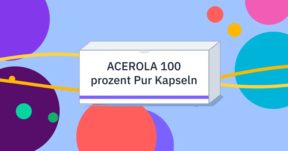 Symbolbild: Packung mit der Aufschrift ACEROLA 100 prozent Pur Kapseln (PZN 11642463) – Verfügbarkeit und Bezug in Apotheken in Frankfurt am Main