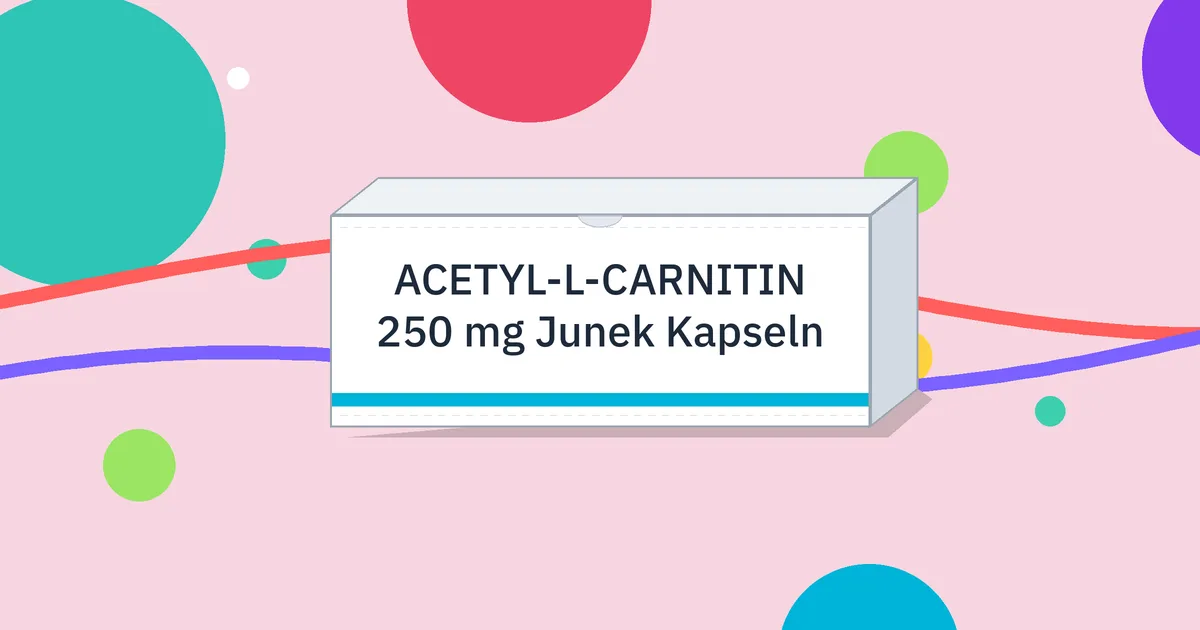 Symbolbild: Packung mit der Aufschrift ACETYL-L-CARNITIN 250 mg Junek Kapseln (PZN 01088132) – Verfügbarkeit und Bezug in Apotheken in Frankfurt am Main
