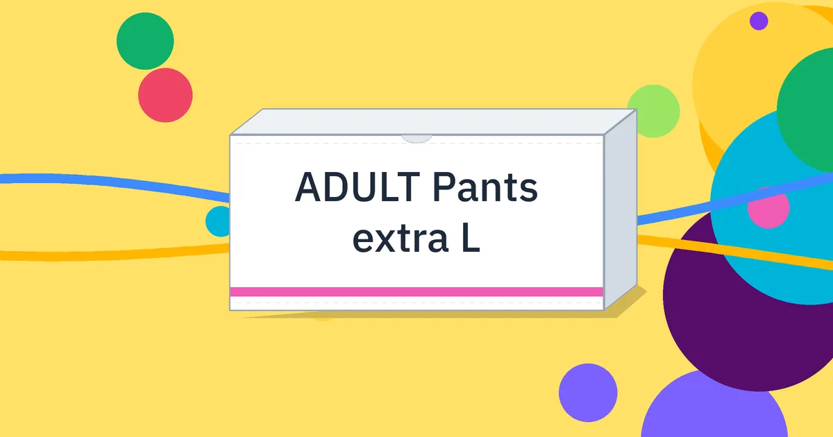 Symbolbild: Packung mit der Aufschrift ADULT Pants extra L (PZN 16529240) – Verfügbarkeit und Bezug in Apotheken in Frankfurt am Main
