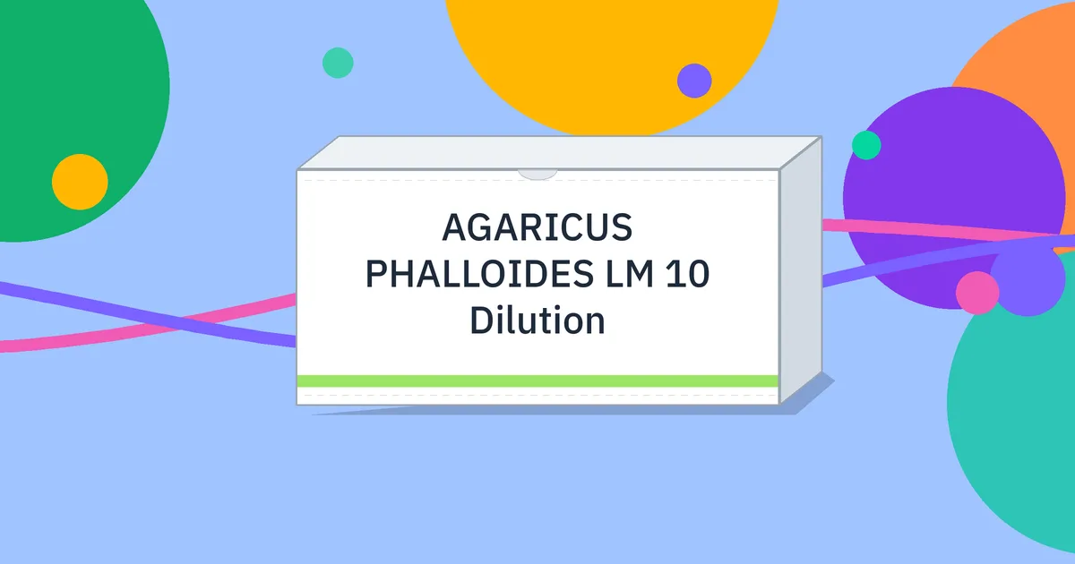 Symbolbild: Packung mit der Aufschrift AGARICUS PHALLOIDES LM 10 Dilution (PZN 13304457) – Verfügbarkeit und Bezug in Apotheken in Frankfurt am Main