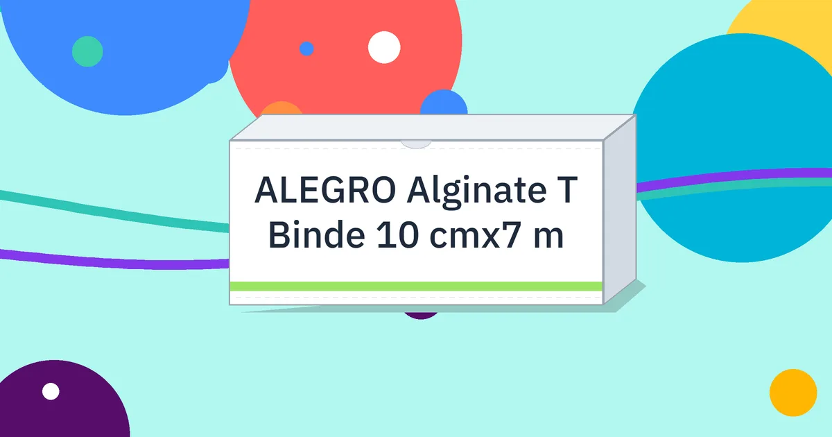 Symbolbild: Packung mit der Aufschrift ALEGRO Alginate T Binde 10 cmx7 m (PZN 01917829) – Verfügbarkeit und Bezug in Apotheken in Frankfurt am Main
