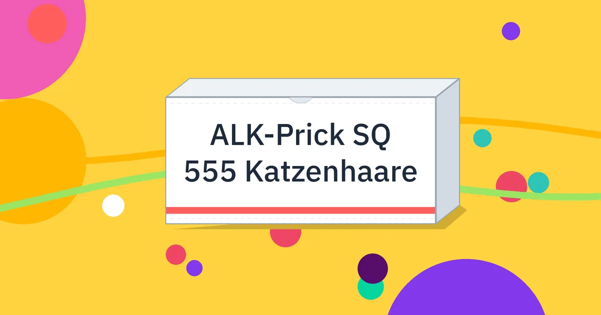 Symbolbild: Packung mit der Aufschrift ALK-Prick SQ 555 Katzenhaare (PZN 02530989) – Verfügbarkeit und Bezug in Apotheken in Frankfurt am Main