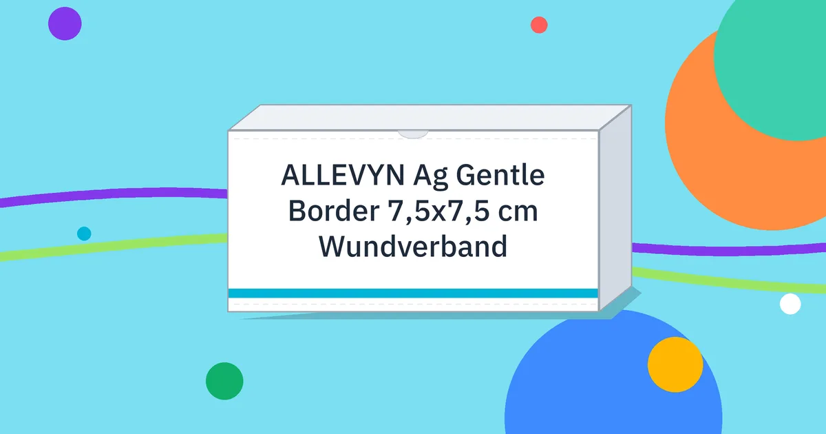 Symbolbild: Packung mit der Aufschrift ALLEVYN Ag Gentle Border 7,5x7,5 cm Wundverband (PZN 17830734) – Verfügbarkeit und Bezug in Apotheken in Frankfurt am Main