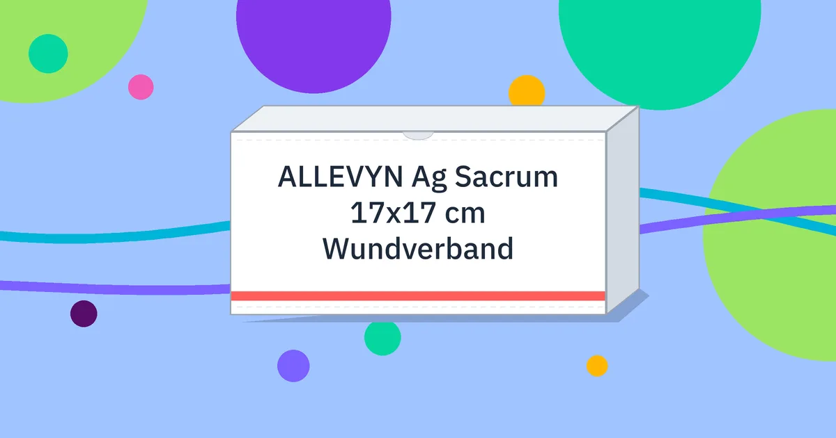 Symbolbild: Packung mit der Aufschrift ALLEVYN Ag Sacrum 17x17 cm Wundverband (PZN 17969484) – Verfügbarkeit und Bezug in Apotheken in Frankfurt am Main