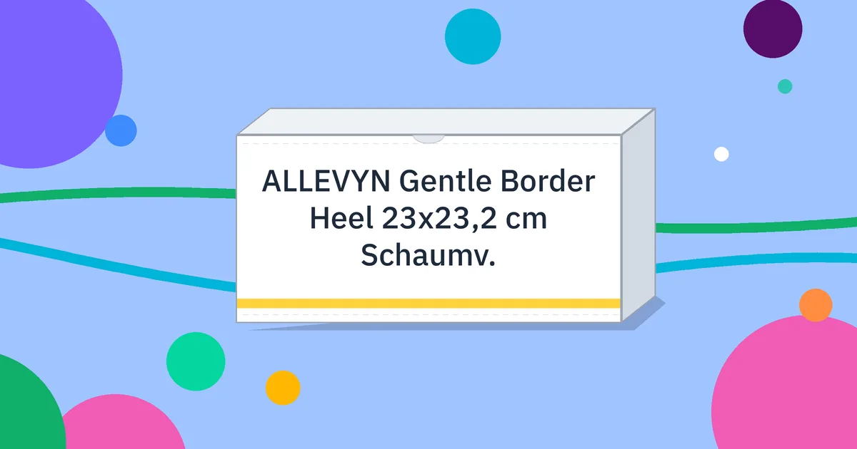 Symbolbild: Packung mit der Aufschrift ALLEVYN Gentle Border Heel 23x23,2 cm Schaumv. (PZN 19785819) – Verfügbarkeit und Bezug in Apotheken in Frankfurt am Main