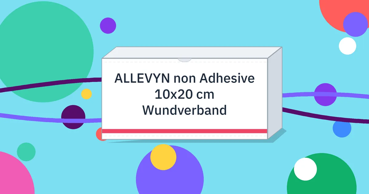 Symbolbild: Packung mit der Aufschrift ALLEVYN non Adhesive 10x20 cm Wundverband (PZN 17831001) – Verfügbarkeit und Bezug in Apotheken in Frankfurt am Main